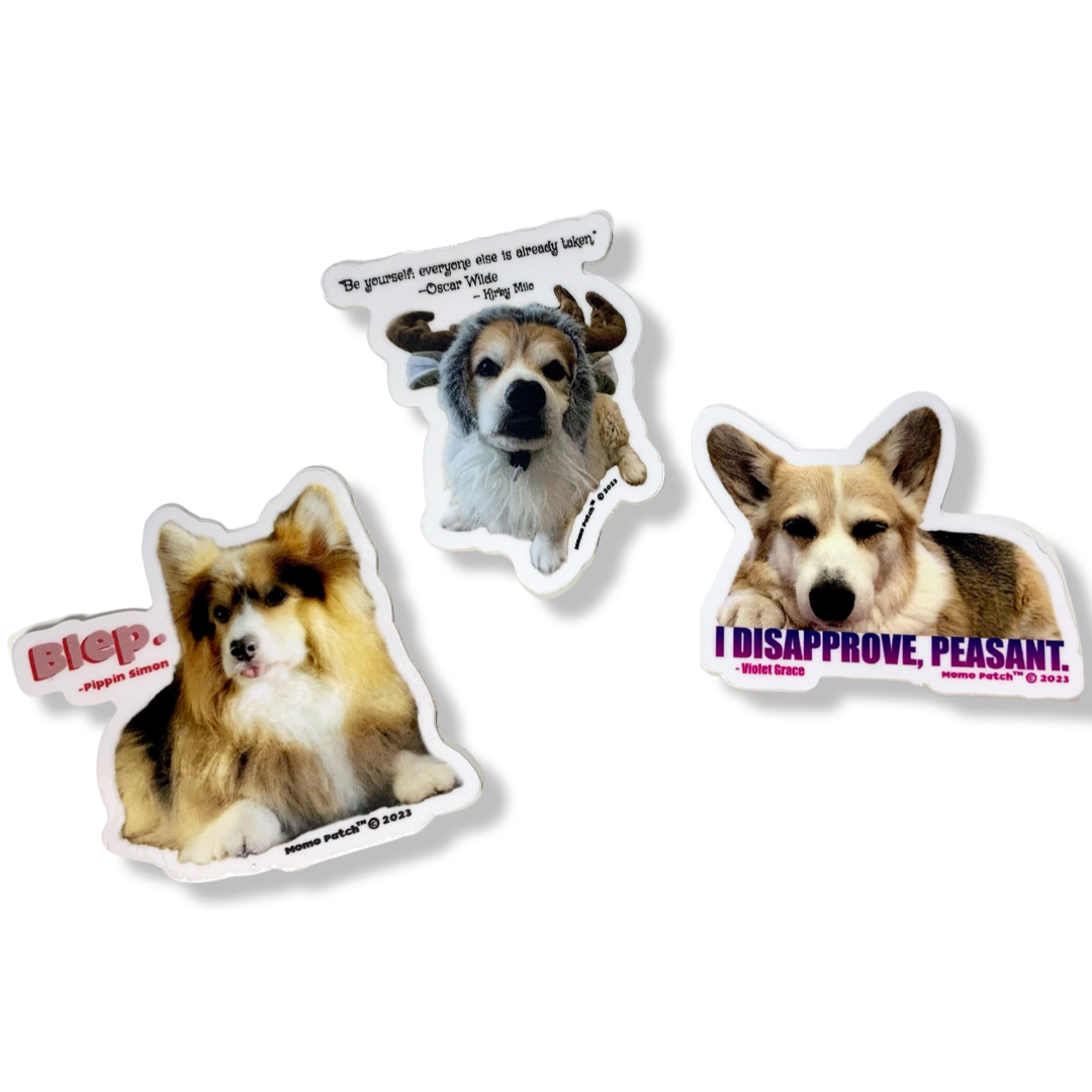 Aroo Crew Corgi Vinyl Sticker Set: I Disapprove, BLEP and Be Yourself ...